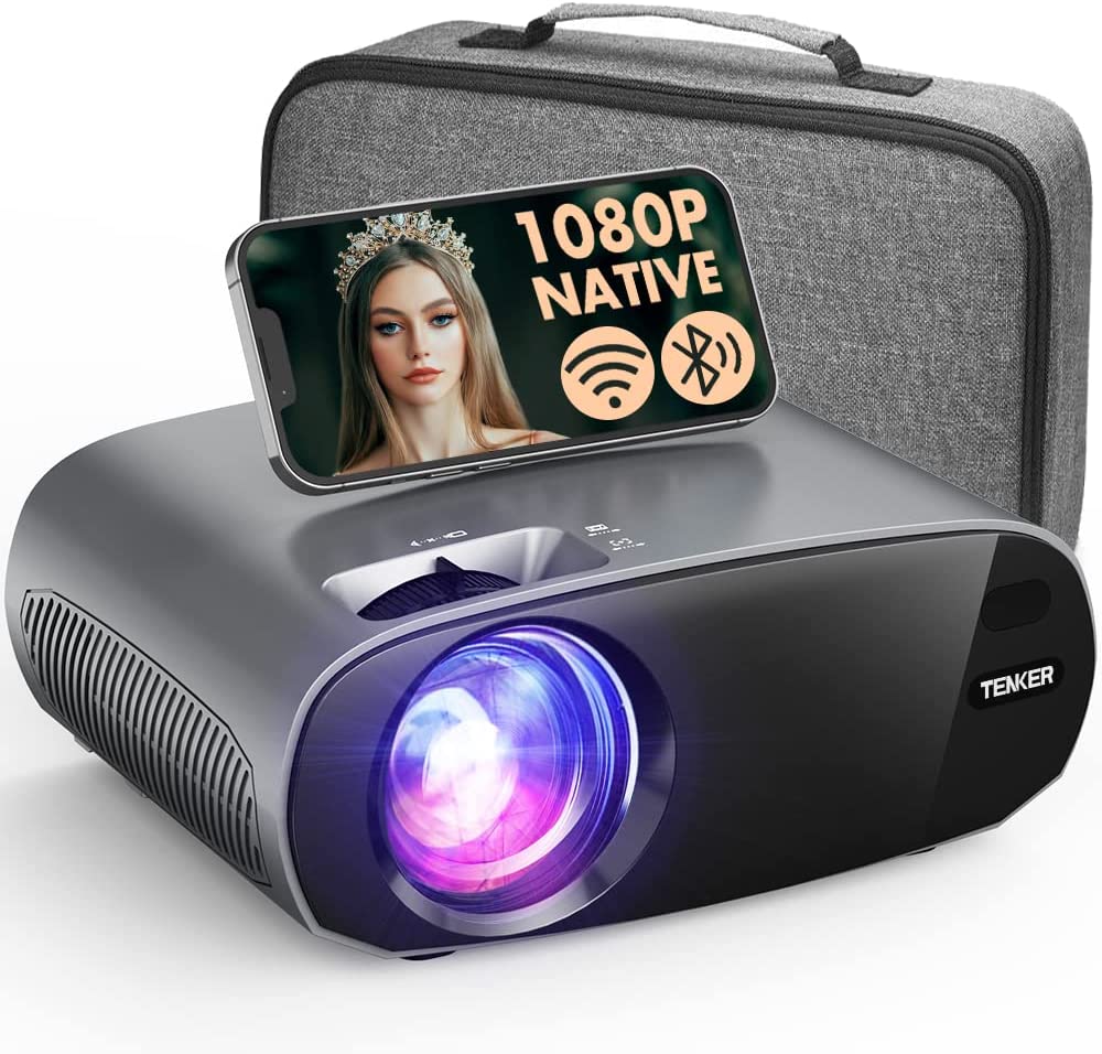 TENKER BL-49 WiFi Bluetooth Projector, 9500L Native 1080P Projector ...